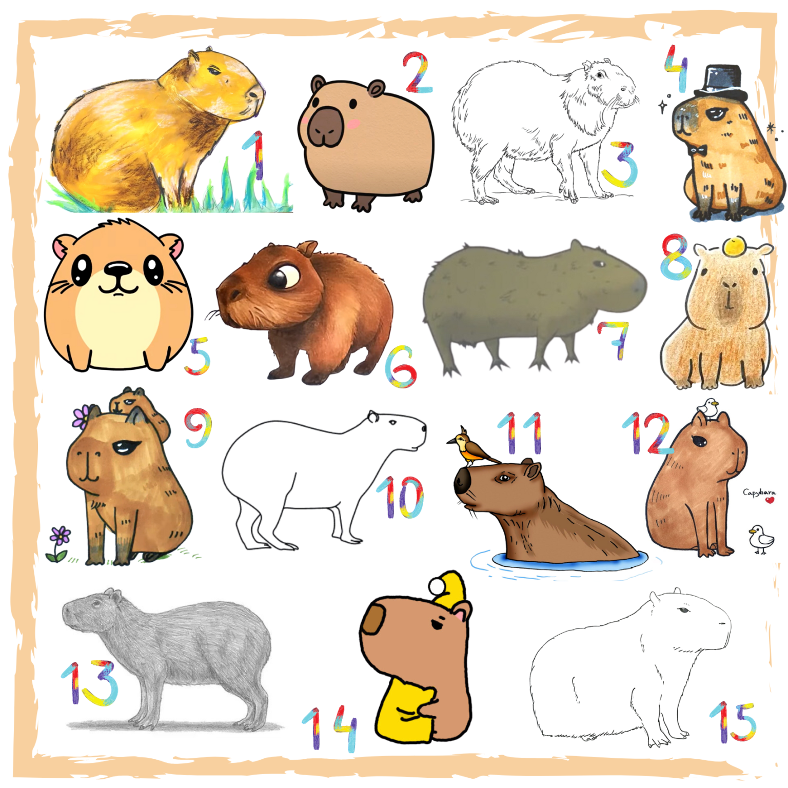 Capybara Drawing Ideas And Easy Step-By-Step Tutorials - Glory of the Snow